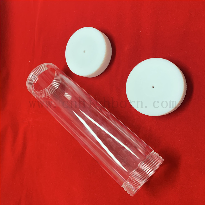 Transparent Fused Silica Quartz Glass Test Tube with Screwed Ends - Buy ...