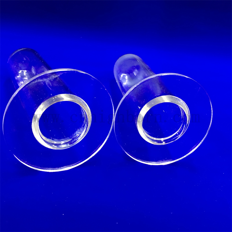 Customized Transparent Quartz Flange Tube Round Bottom Clear Silica ...